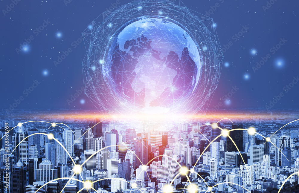 The modern creative communication and internet network connect in smart ...