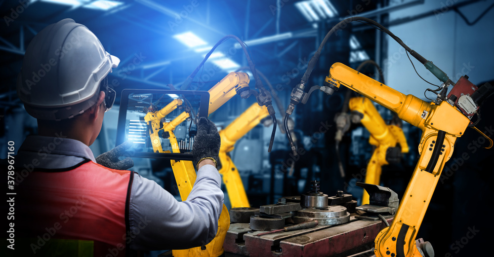 Smart industry robot arms for digital factory production technology ...