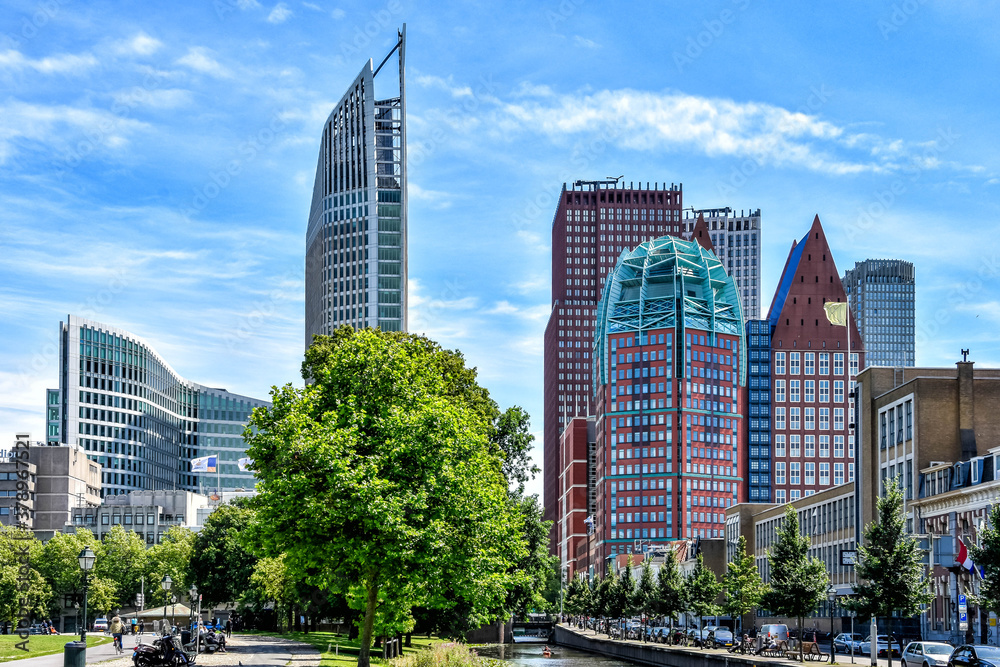 Unique skyline of the most iconic buildings in The Hague, the ...