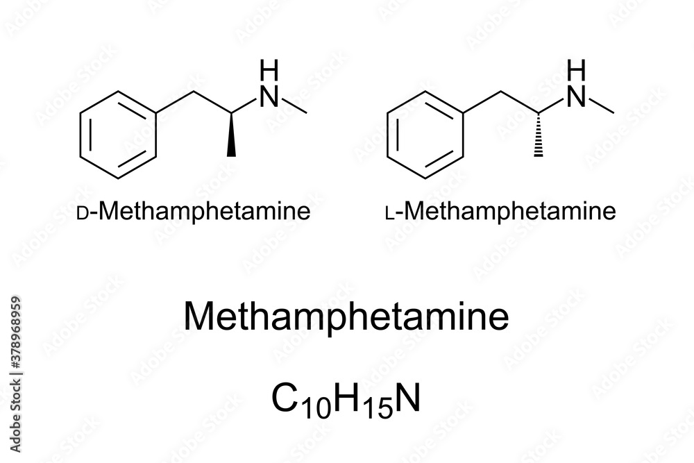 Vetor de Methamphetamine, chemical structure. Stimulant and ...