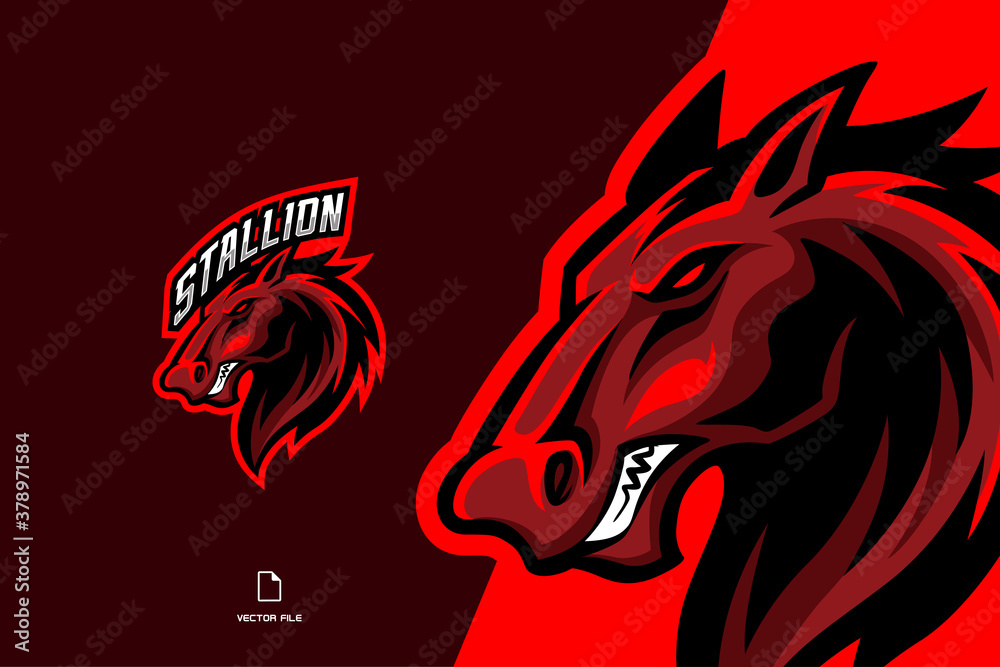 red horse mascot esport logo for game team template illustration Stock ...