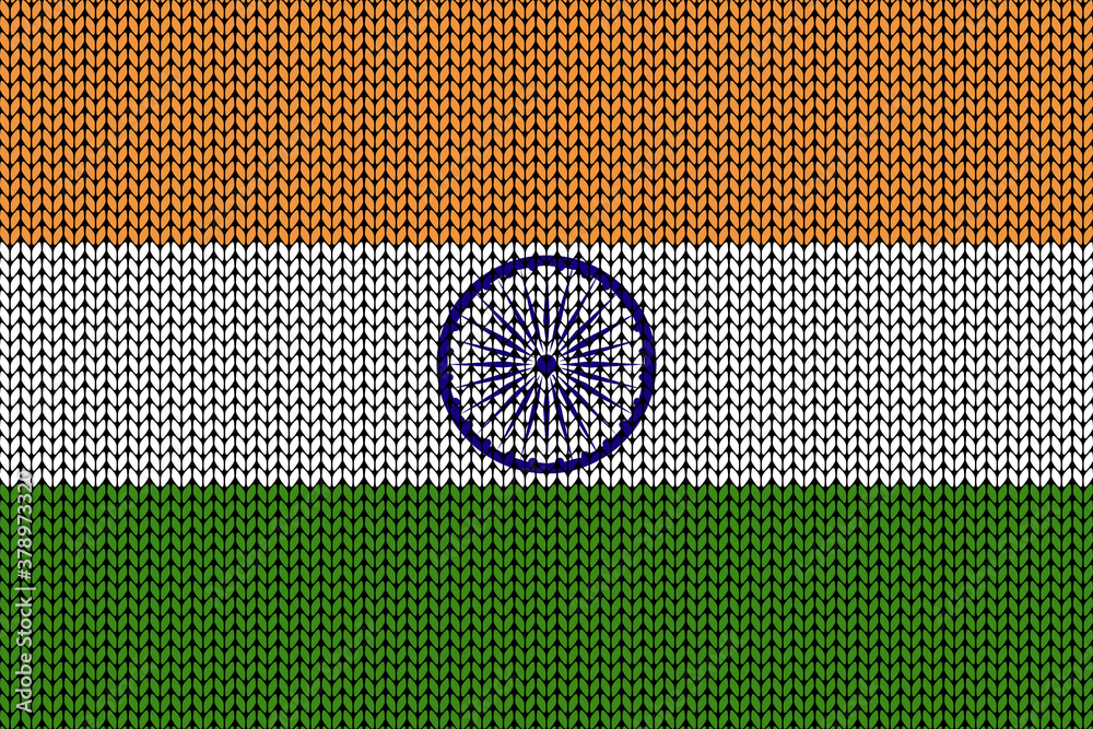 Indian flag in knitting pattern for the winter season Stock ...