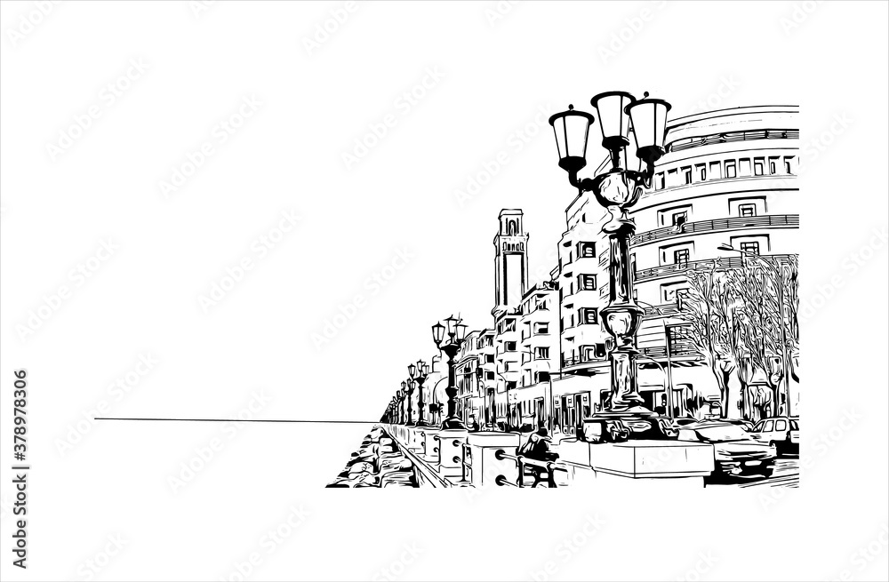 Building view with landmark of Bari is a port city on the Adriatic Sea ...