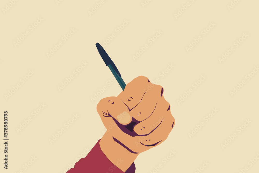 Concept of freedom of speech and information, stop censorship. Hand ...