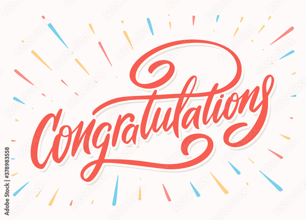 Congratulations. Greeting card. Vector lettering. Stock Vector | Adobe ...