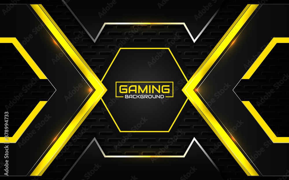 Abstract futuristic black and yellow gaming background with modern ...