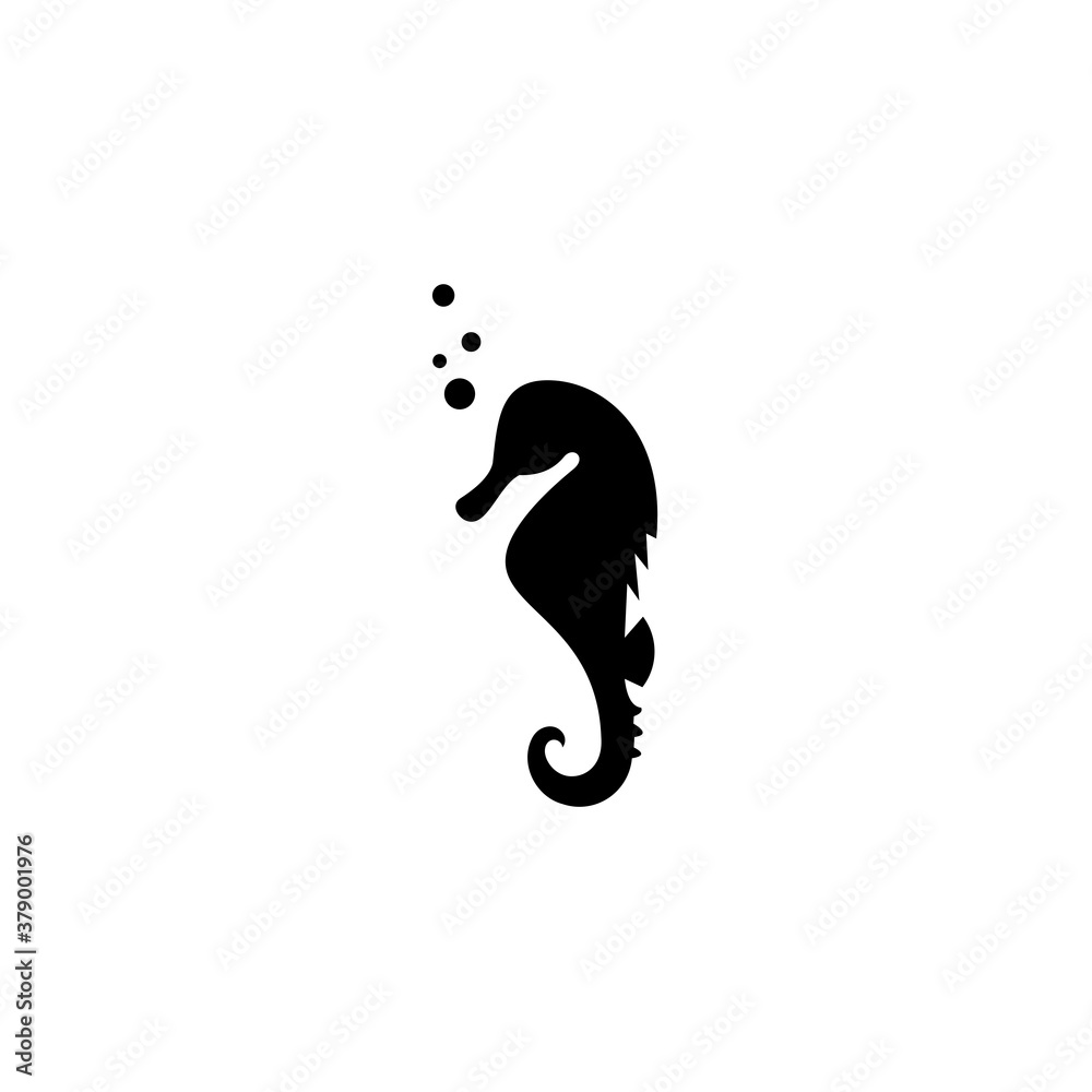 Seahorse graphic icon. Seahorse black sign isolated on white background ...
