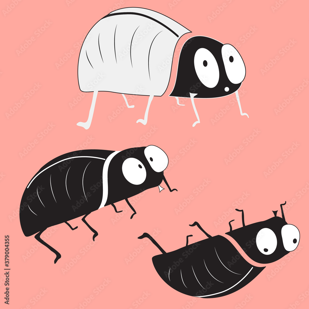 Set of bugs animal cartoon character isolated on pastel background ...