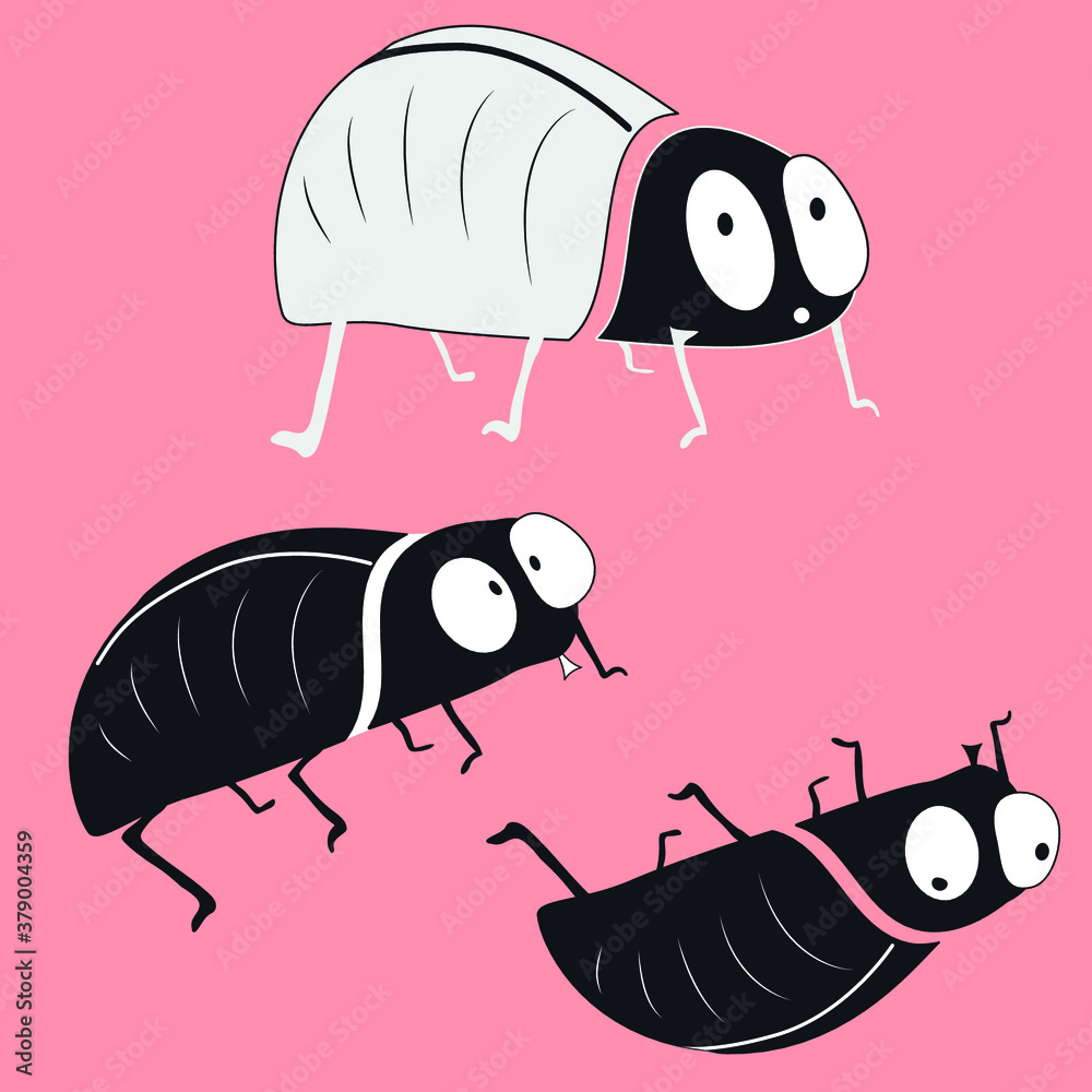 Set of bugs animal cartoon character isolated on pastel background ...