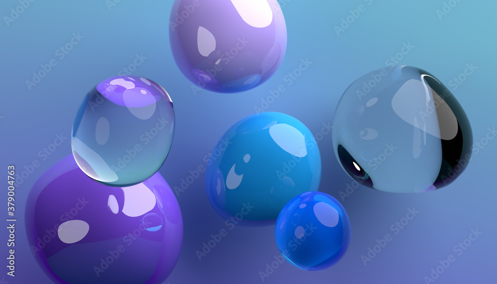 Abstract 3d render of bubbles, modern background design Stock ...