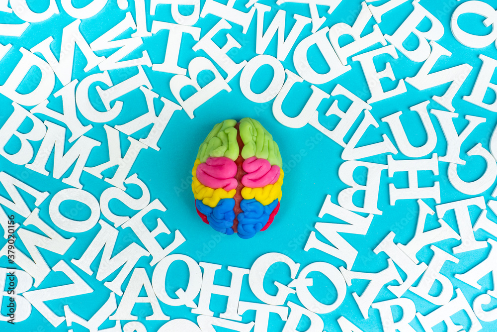 Brain training. Flatley with a human brain and letters. Development of thinking abilities ...