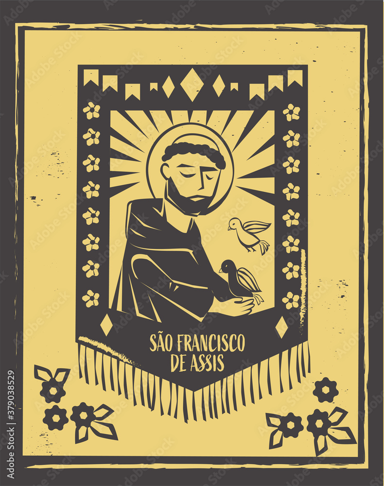 Poster Sao Francisco de Assis ( Saint Francis of Assisi) vector – Wall ...