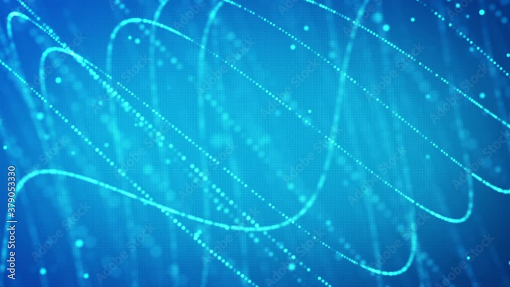 Blue background with lines floating science particles. Scientific ...