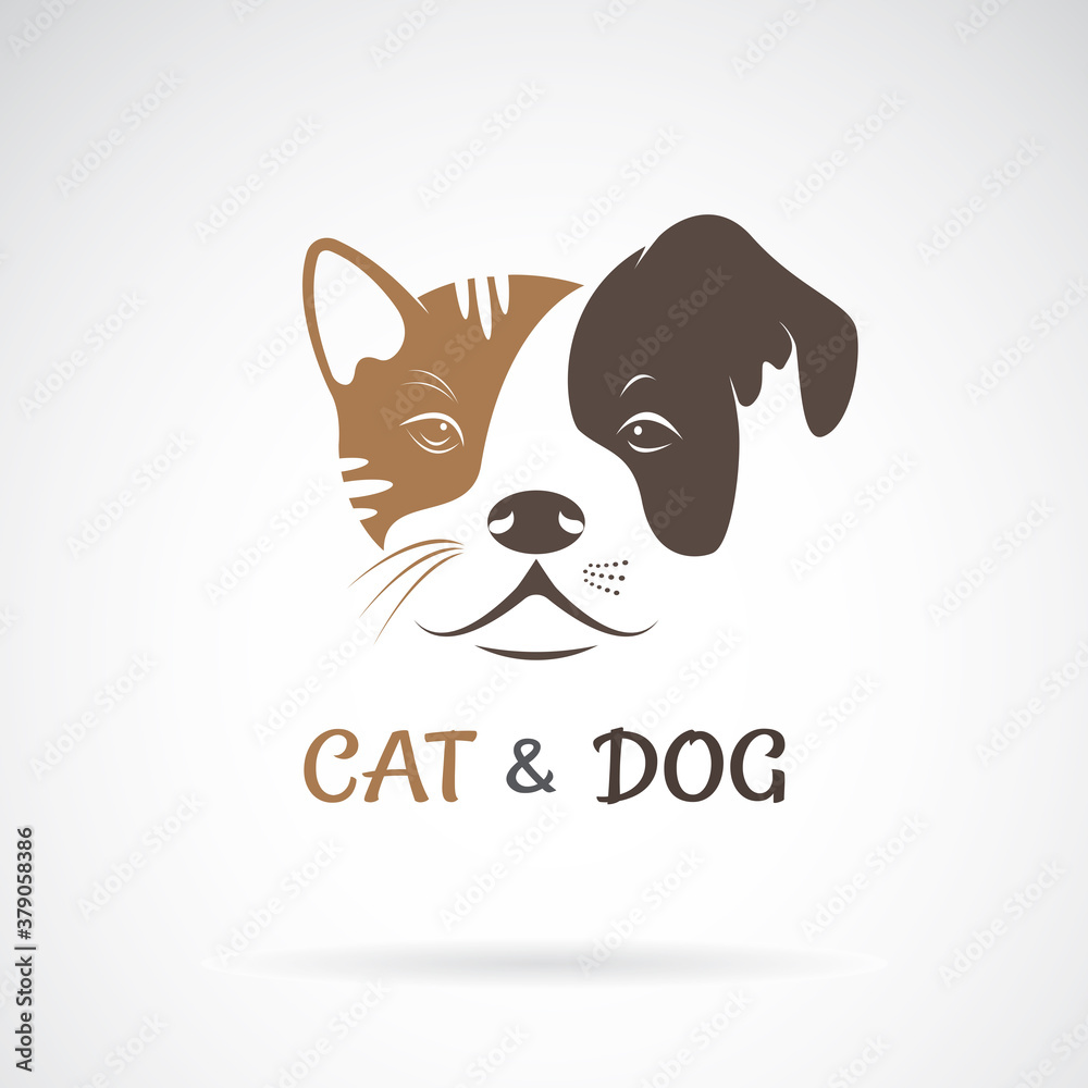 Vector of cat face and dog face design on a white background. Pets ...