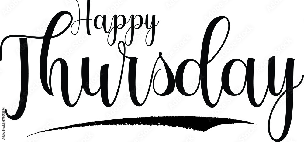 Happy Thursday Calligraphy Handwritten Black Color Text On Yellow ...