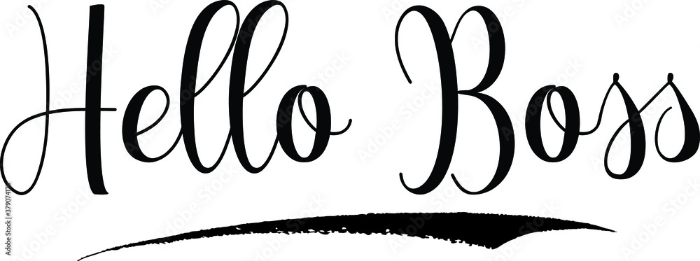Hello Boss Calligraphy Handwritten Black Color Text On Yellow ...