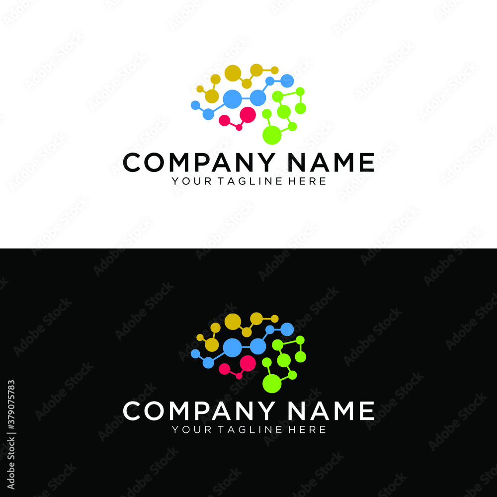 brain connection logo vector icon. digital brain. brain hub logo design ...