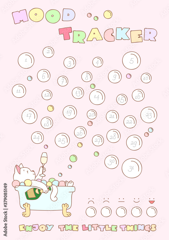 Mood Tracker. Printable mood tracker decorated with a funny cat ...