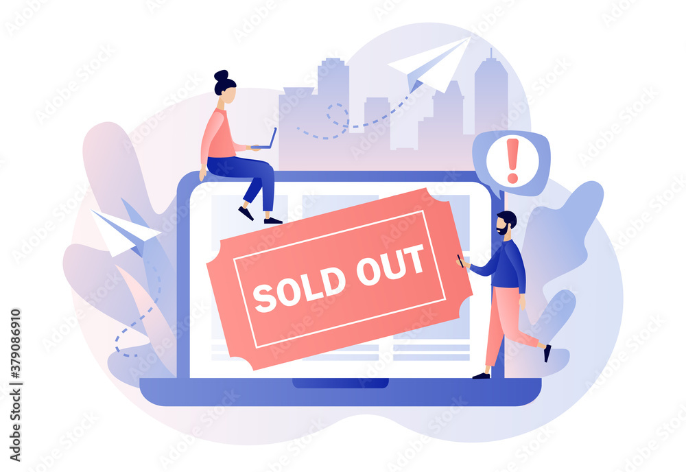 Sold-out event, sold-out crowd, no tickets available concept. Tiny ...