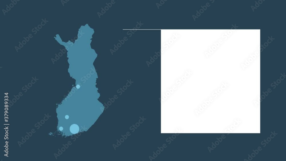 Finland map animation with map of Europe, cities and text placeholder ...