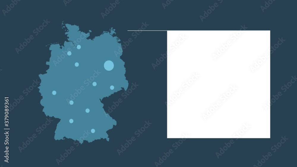 Germany map animation with map of Europe, cities and text placeholder ...