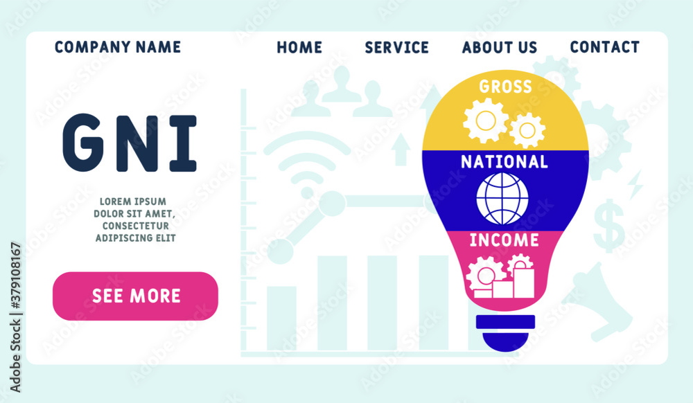 Vector website design template . GNI - Gross National Income , business ...
