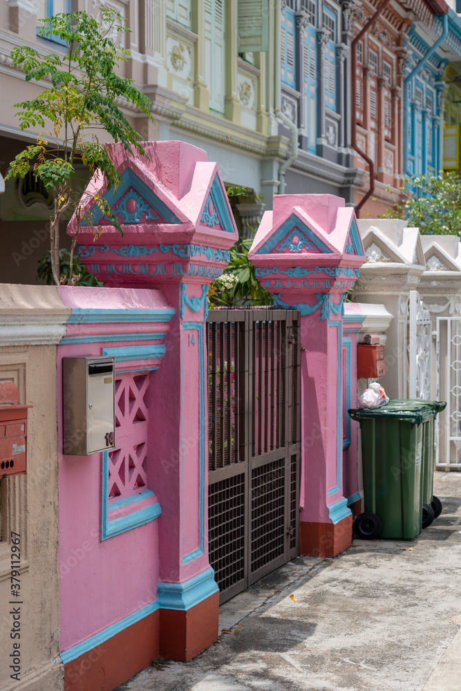 Vertical image of Entrance of Peranakan House at Katong area, Singapore ...