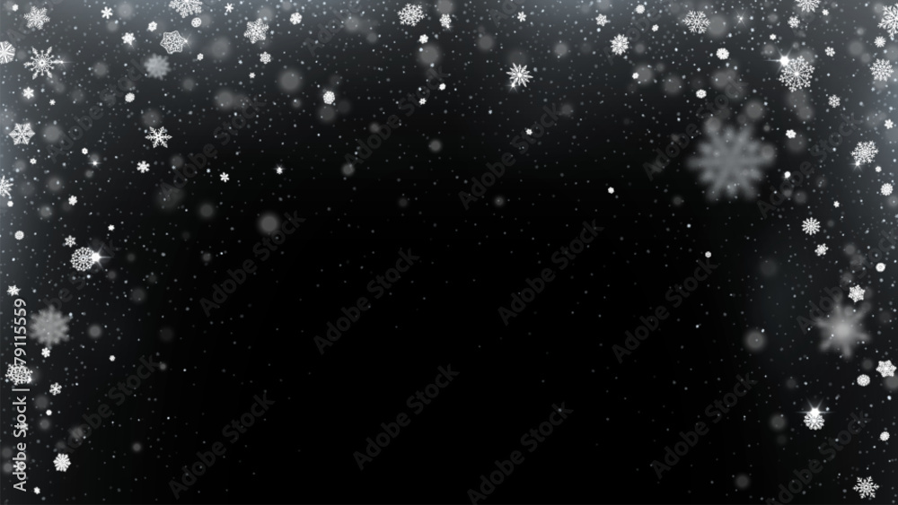 Snow arch frame overlay. Smoothly falling snowflakes. Transparent snowy ...