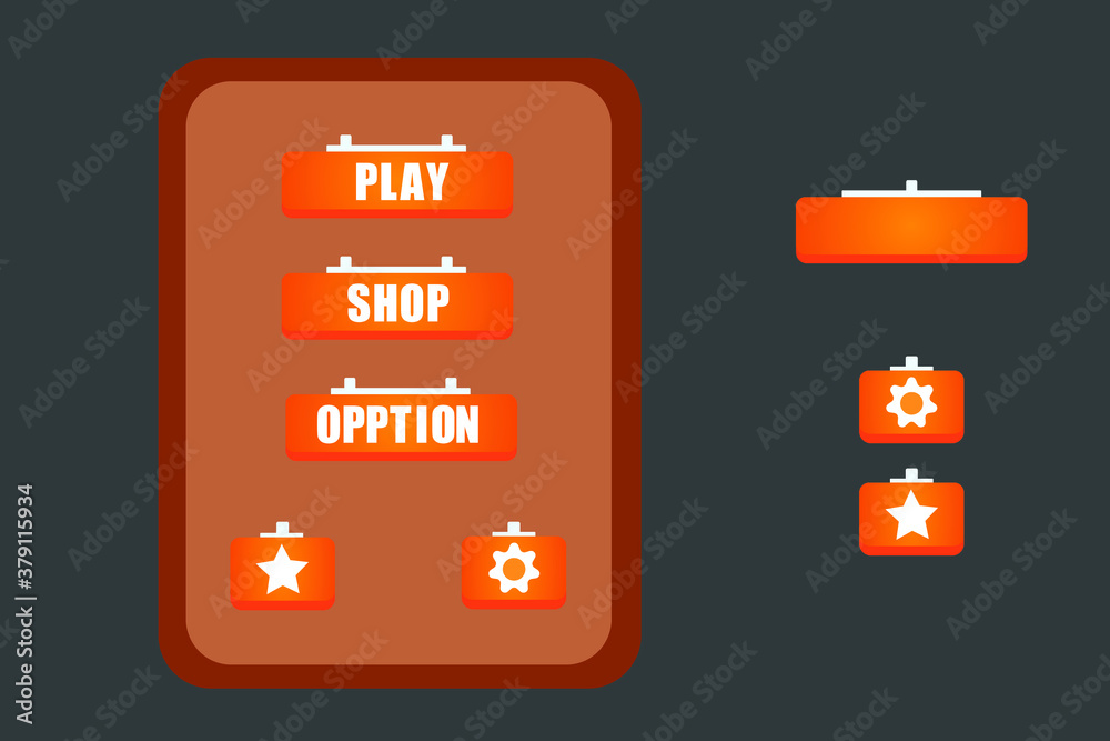 Game menu and buttons for hyper-casual games, Graphic user interface ...