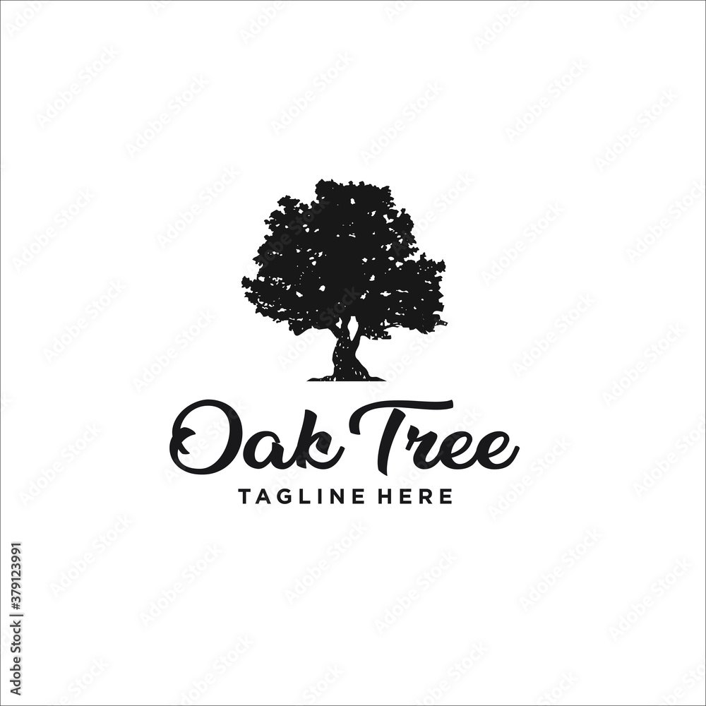 oak tree logo design silhouette vector Stock Vector | Adobe Stock