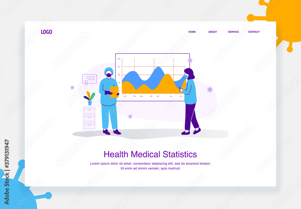 flat illustration concept of medical team showing health data analysis ...