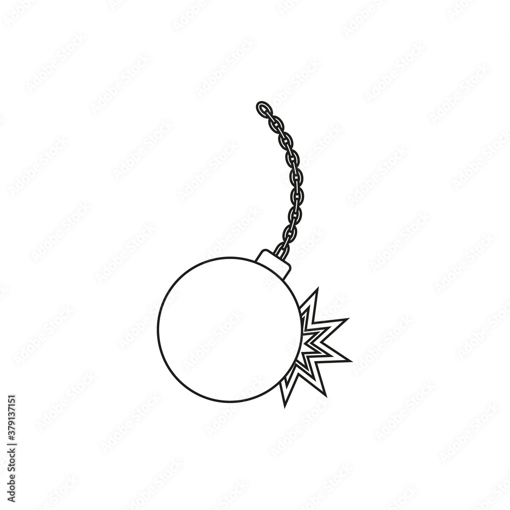 Wrecking ball icon. Demolition bomb. Vector. Line style. Stock Vector ...