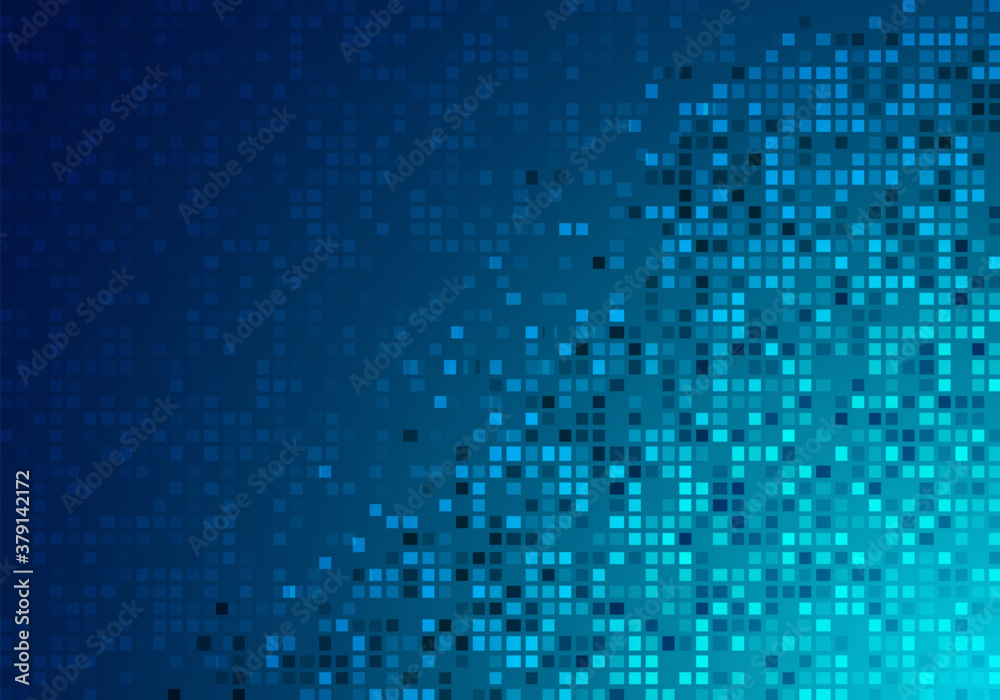 Abstract technology digital futuristic concept blue glowing pixel ...