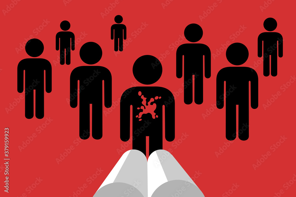 Vecteur Stock Mass shooting from the first person - weapon, gun and ...