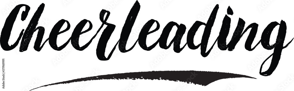 Cheerleading Handwritten Typography Black Color Text On White ...
