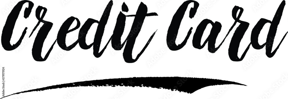 Credit Card Handwritten Font Calligraphy Black Color Text on White ...