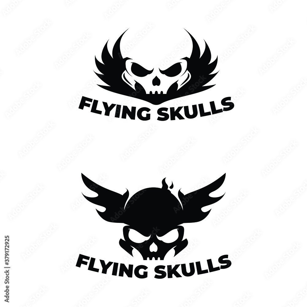 flying winged skull template logo Stock Vector | Adobe Stock