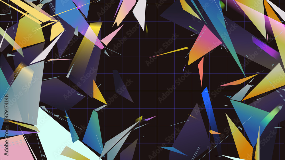 Retrowave - futuristic crystal, polygon geometric shapes composition ...