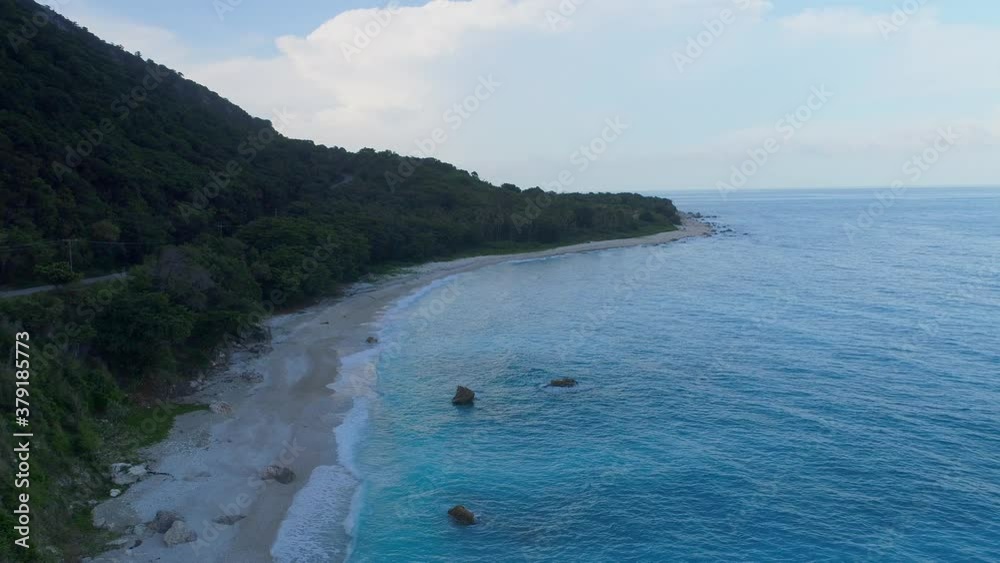 Static shot with drone in the waters of barahona, Dominican Republic ...