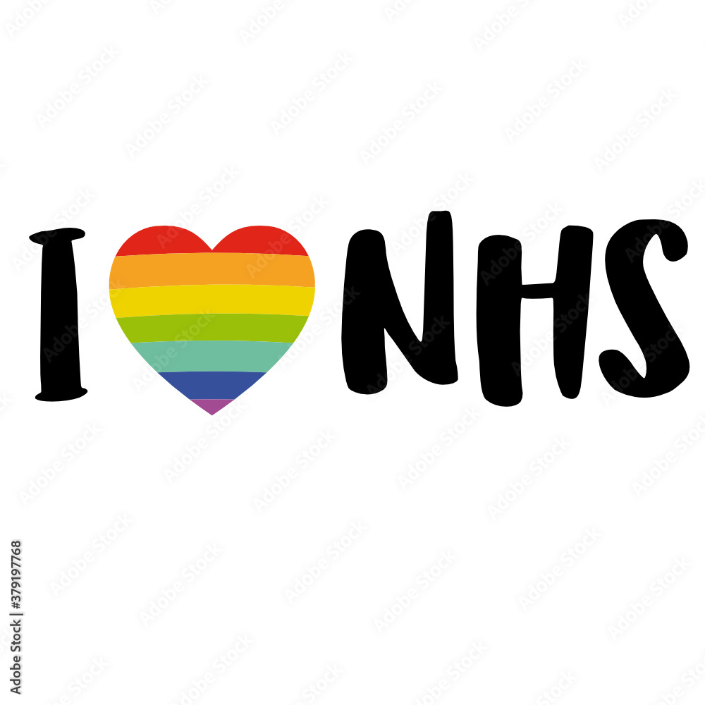 Thank NHS. National health service. Handwritten lettering. Isolated on ...