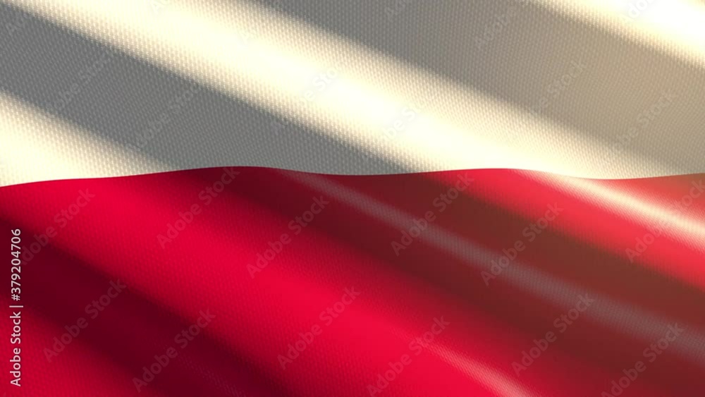 60FPS bright shiny velvet Poland flag waving background, 3D UHD 4k ...