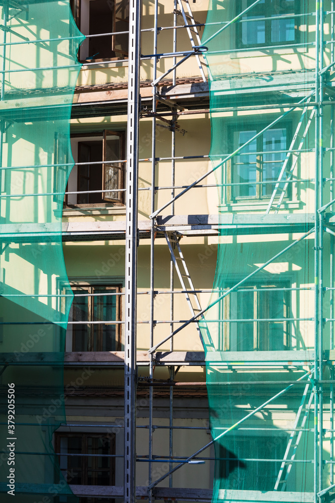building facade renovation, house reconstruction Stock Photo | Adobe Stock