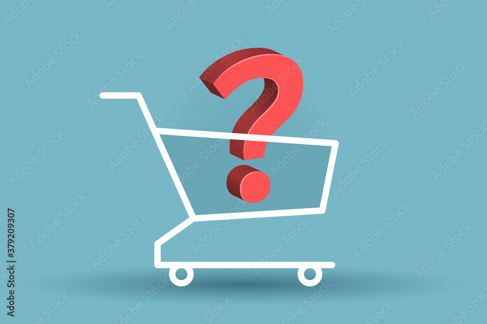 Red question mark is inside shopping cart Stock Vector | Adobe Stock