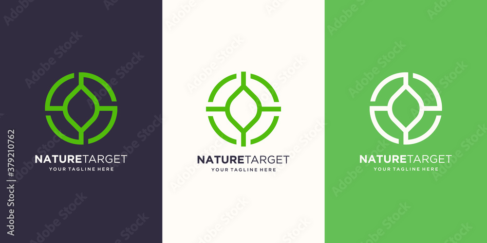 nature target Logo designs Template. illustration leaf combined with ...