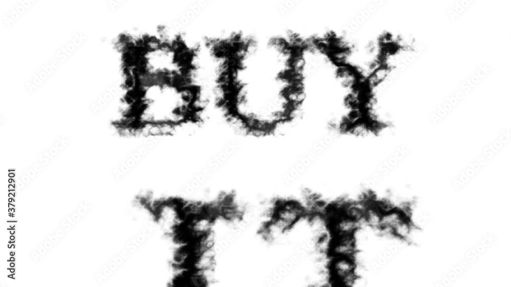 Buy It smoke text effect white isolated background. animated text ...