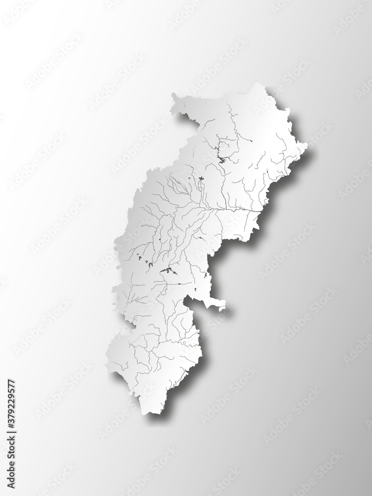 India states - map of Chhattisgarh with paper cut effect. Rivers and ...