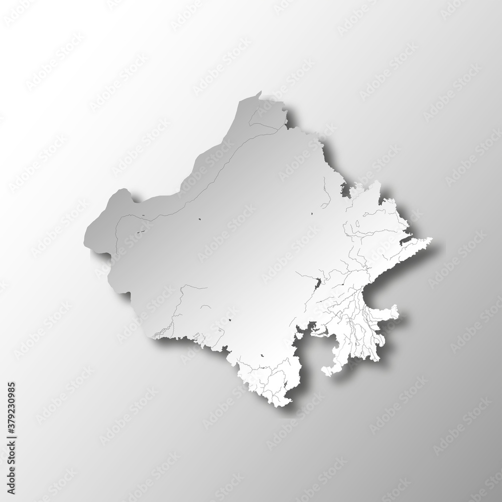 India States Map Of Rajasthan With Paper Cut Effect Rivers And Lakes india-states-map-of-rajasthan-with-paper-cut-effect-rivers-and-lakes