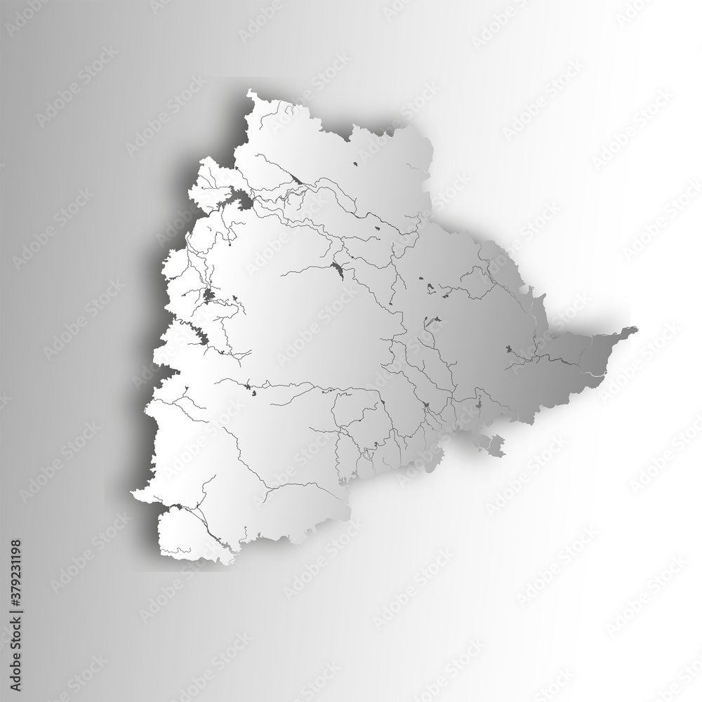 India States Map Of Telangana With Paper Cut Effect Rivers And Lakes india-states-map-of-telangana-with-paper-cut-effect-rivers-and-lakes