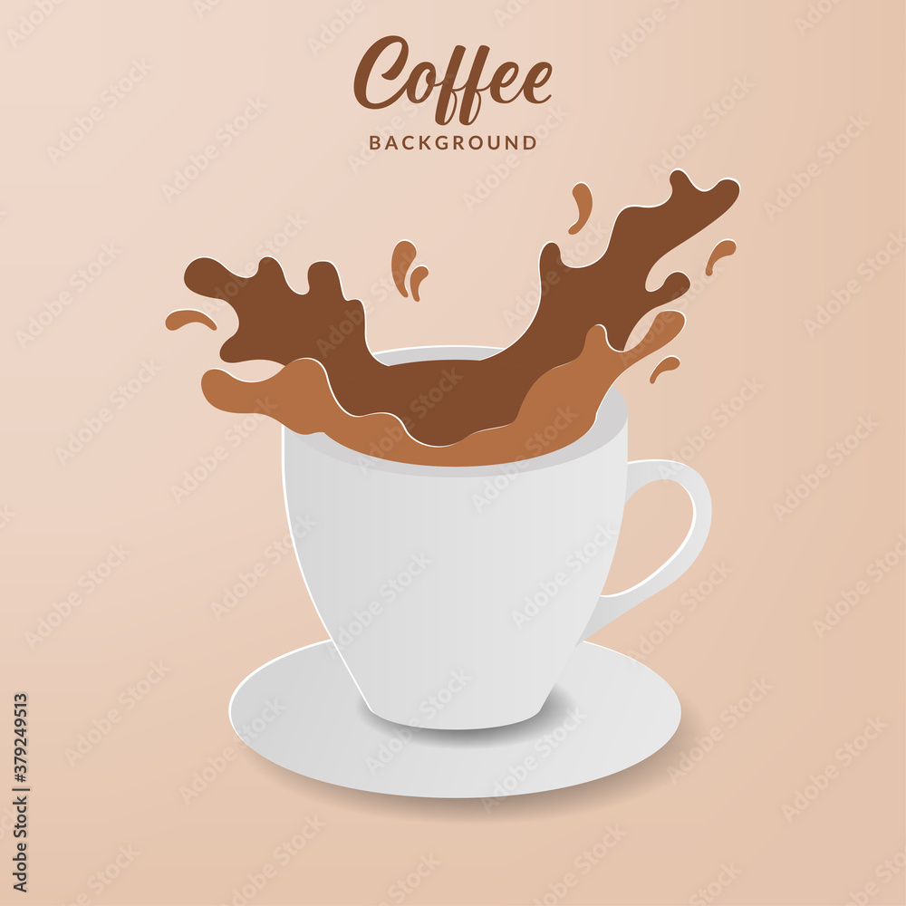 Coffee splash vector illustration. Coffee cup background design. Paper ...