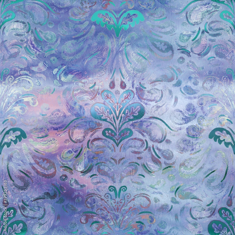 Shiny damask pattern on wavy satin like material. High quality ...